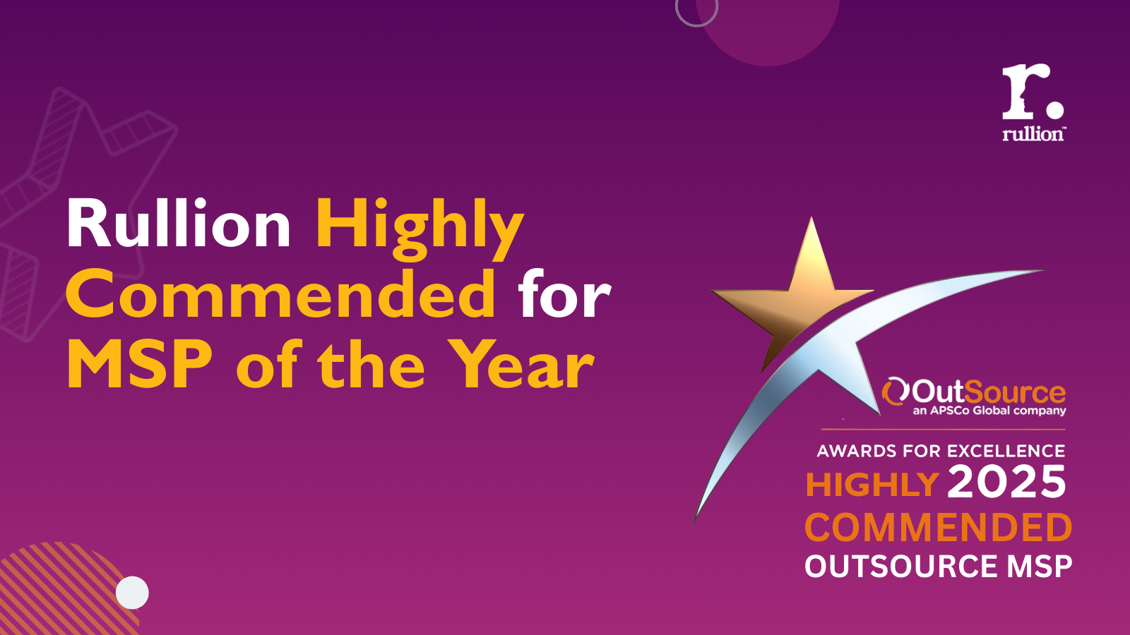 Rullion receives 'Highly Commended' at the 2025 APSCo OutSource Awards ...