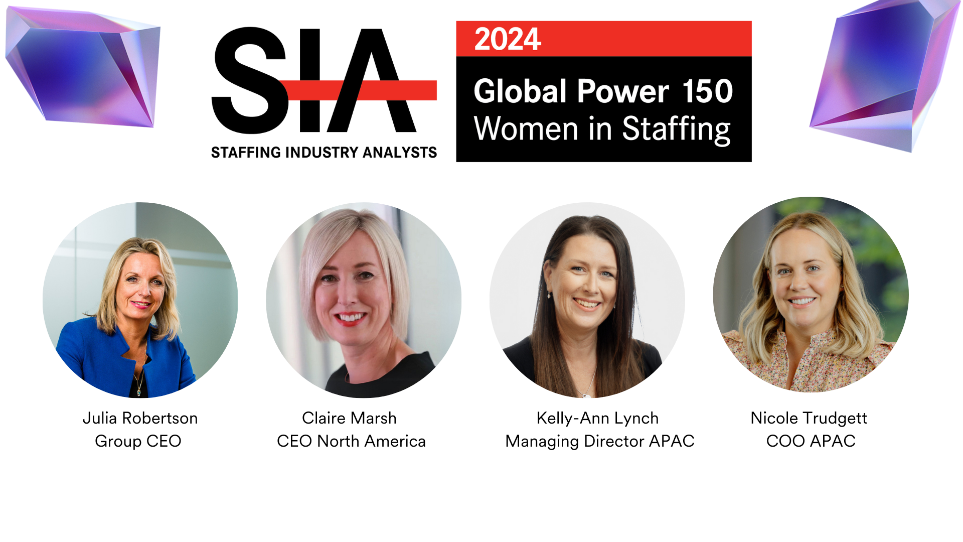 SIA Global Power 150 Women List. Impellam leadership Team